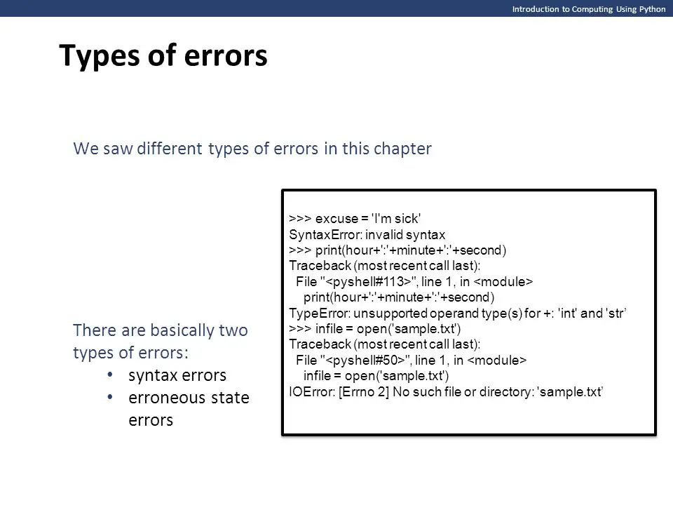 What Are The 3 Types Of Errors In Python Adcod